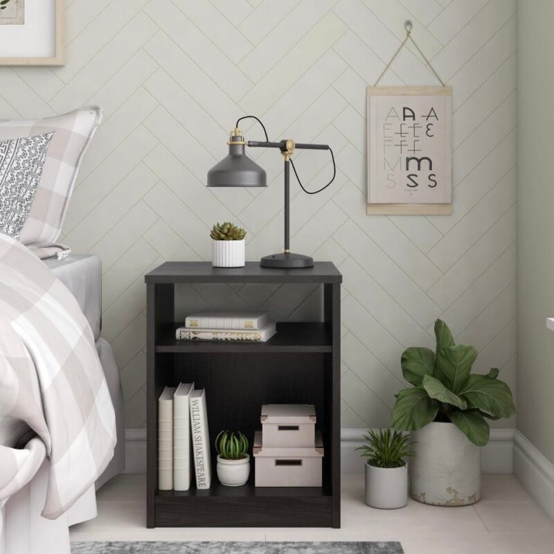 Mainstays Classic Open Shelf Nightstand, Black Oak - Marxx Group